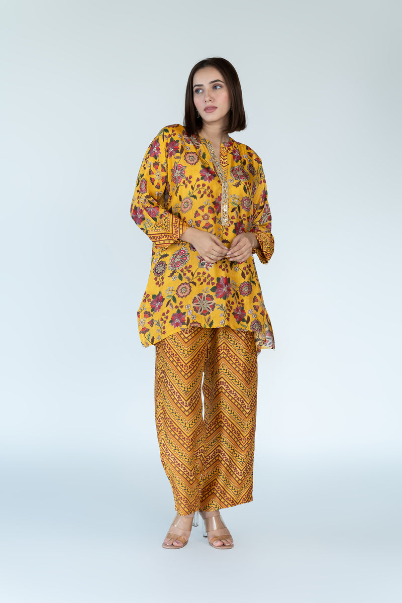 Yellow Coord Set Royal Floral Print – MEGHNA PANCHMATIA